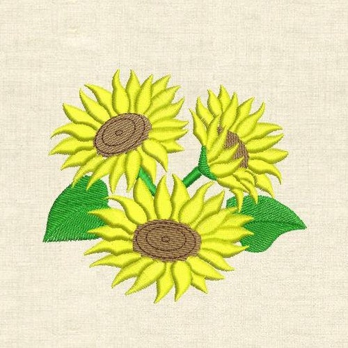 Elegant Sunflower Machine Embroidery Design 3 Sizes - Etsy