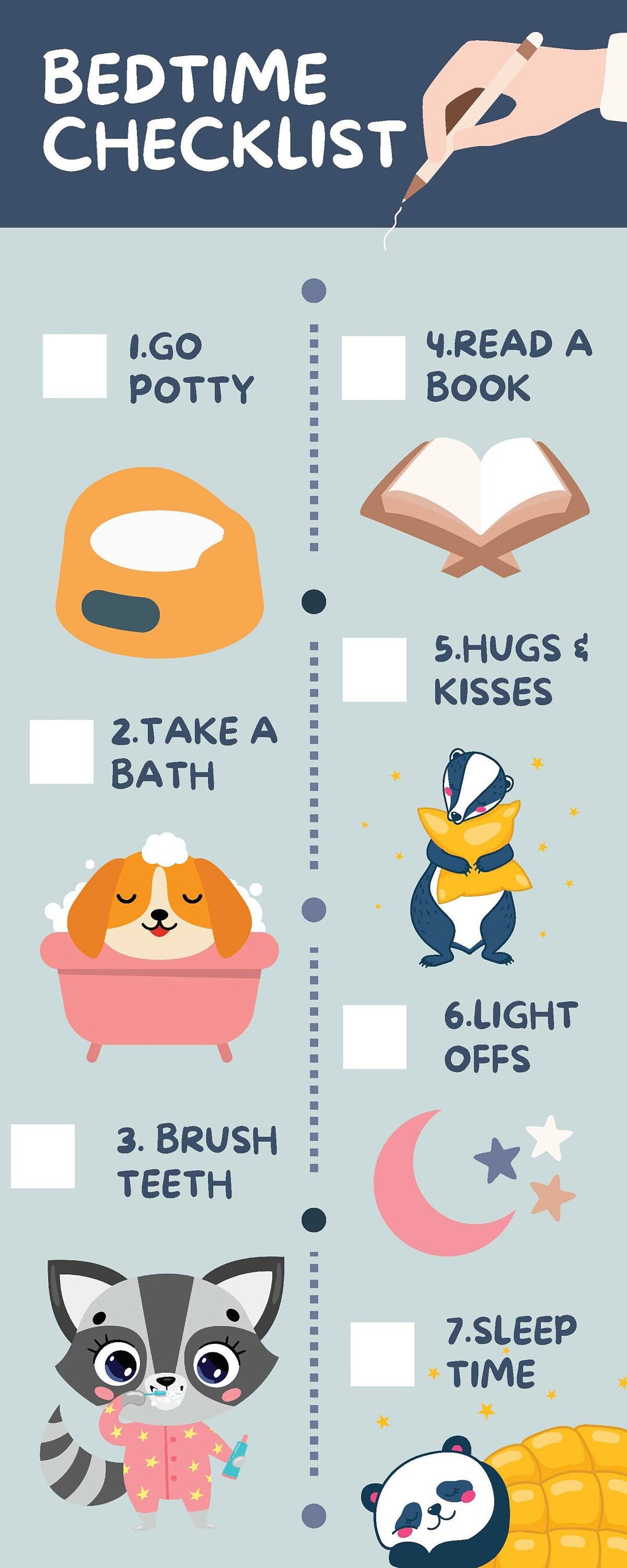 Toddler Visual Checklist for Bedtime - Etsy