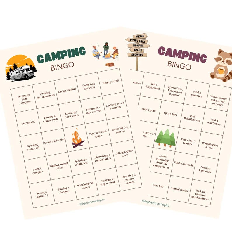 Camping Bingo for Kids | Printable Outdoor Adventure Game | Fun Camping ...
