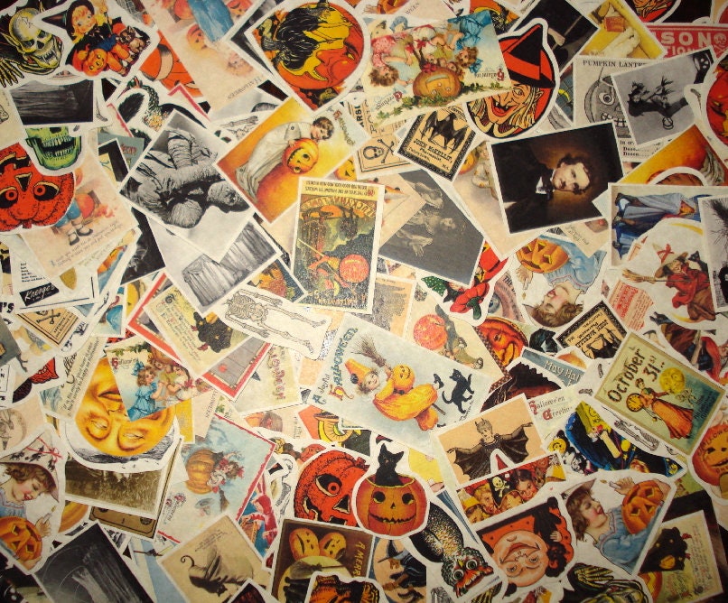 25 Vintage Halloween Ephemera Reproduction Fussy Cut SMALL Pieces Lot ...