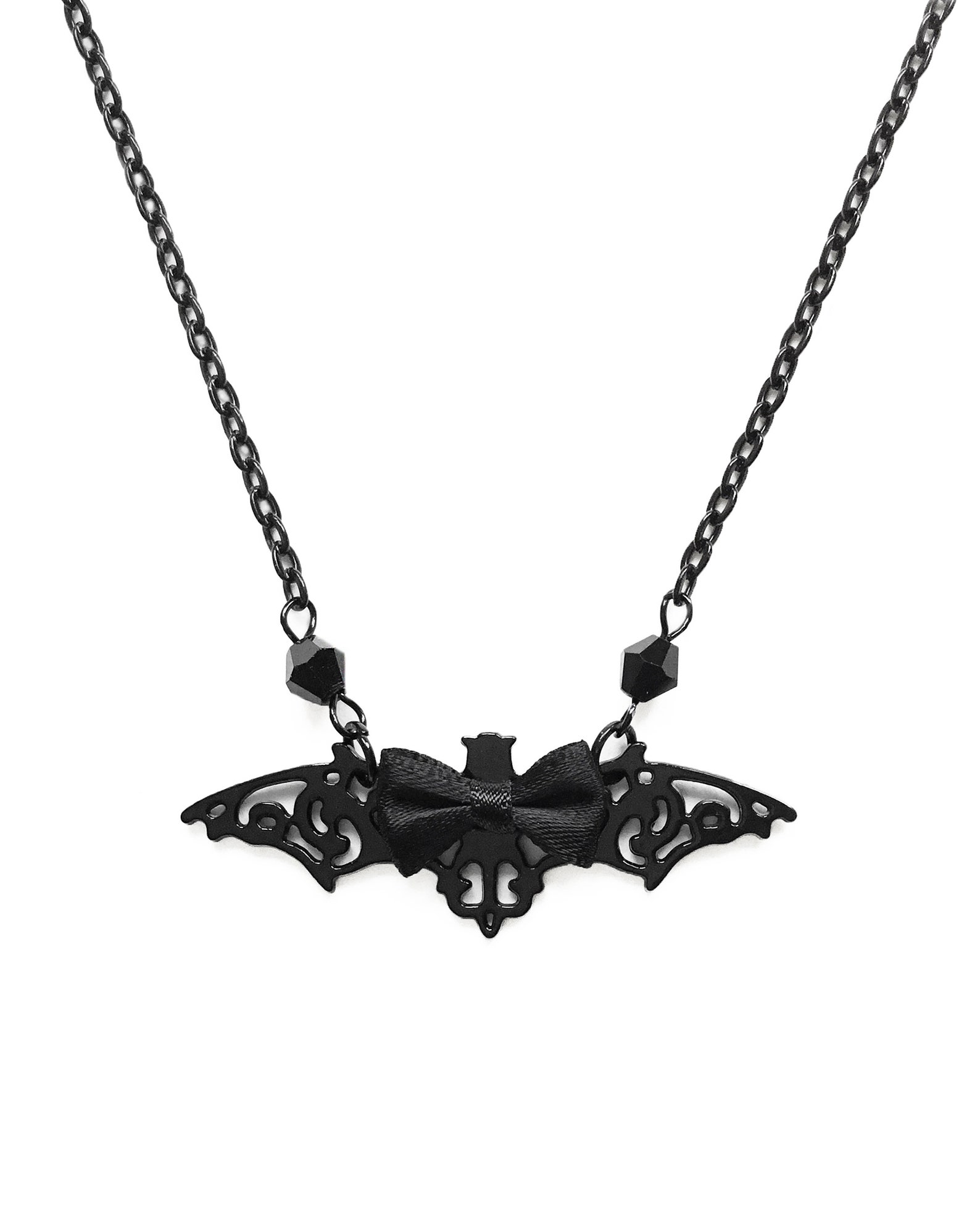 Black Bat Necklace With Bow Tie Black Gothic Pendant | Etsy UK