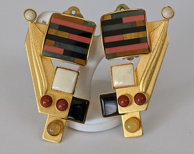 Gale Rothstein Multicolor Earrings, Modernist Gale Rothstein Statement ...