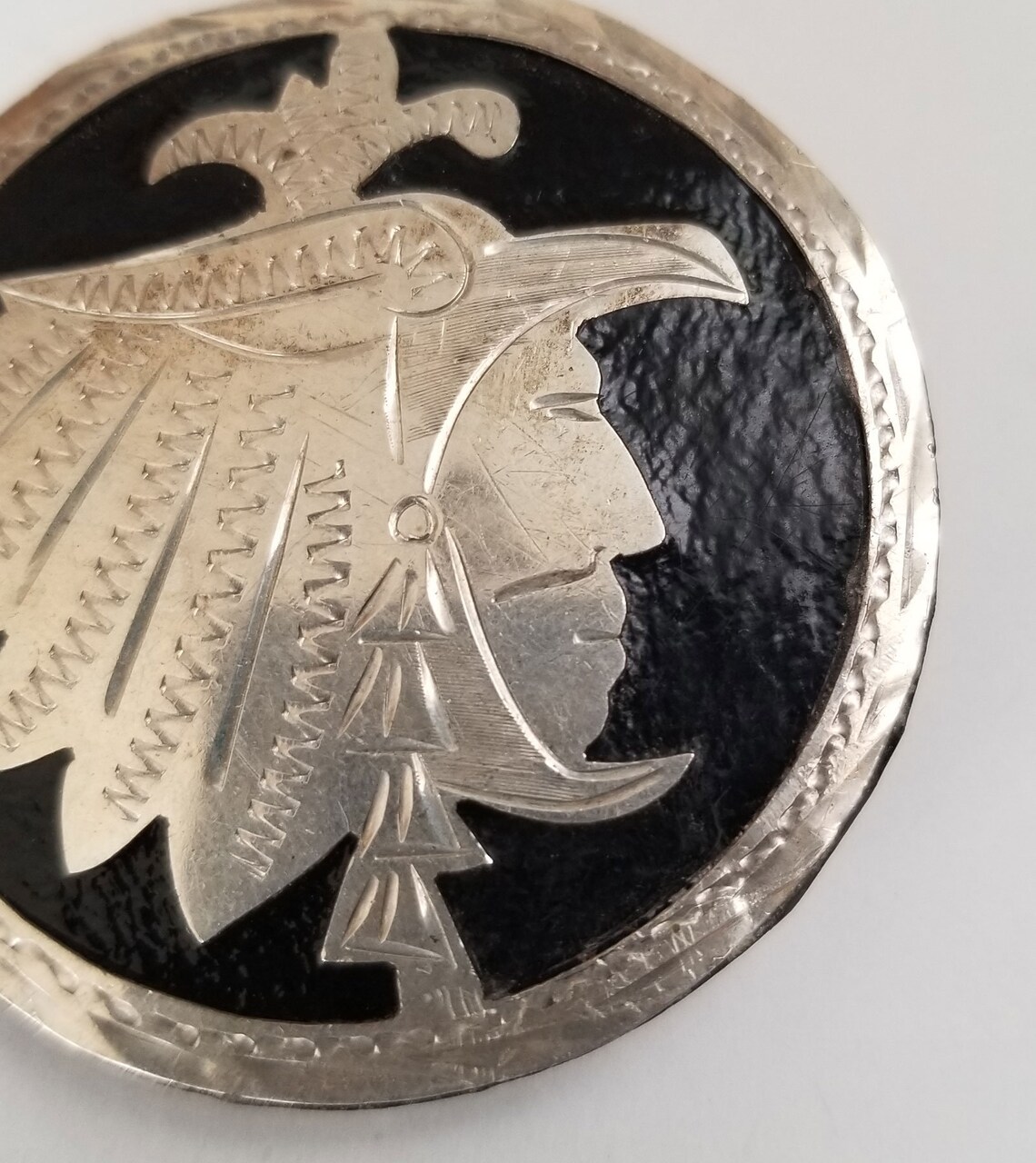 Aztec Warrior Round Brooch Vintage Taxco Brooch Large Silver - Etsy