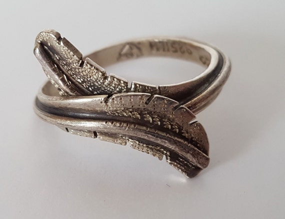Sterling Mexican Feather Ring Vintage Double Feather Adjustable Ring Eagle 2 Mark Minimalist Ring Unisex Ring Size 6.25 Etsy