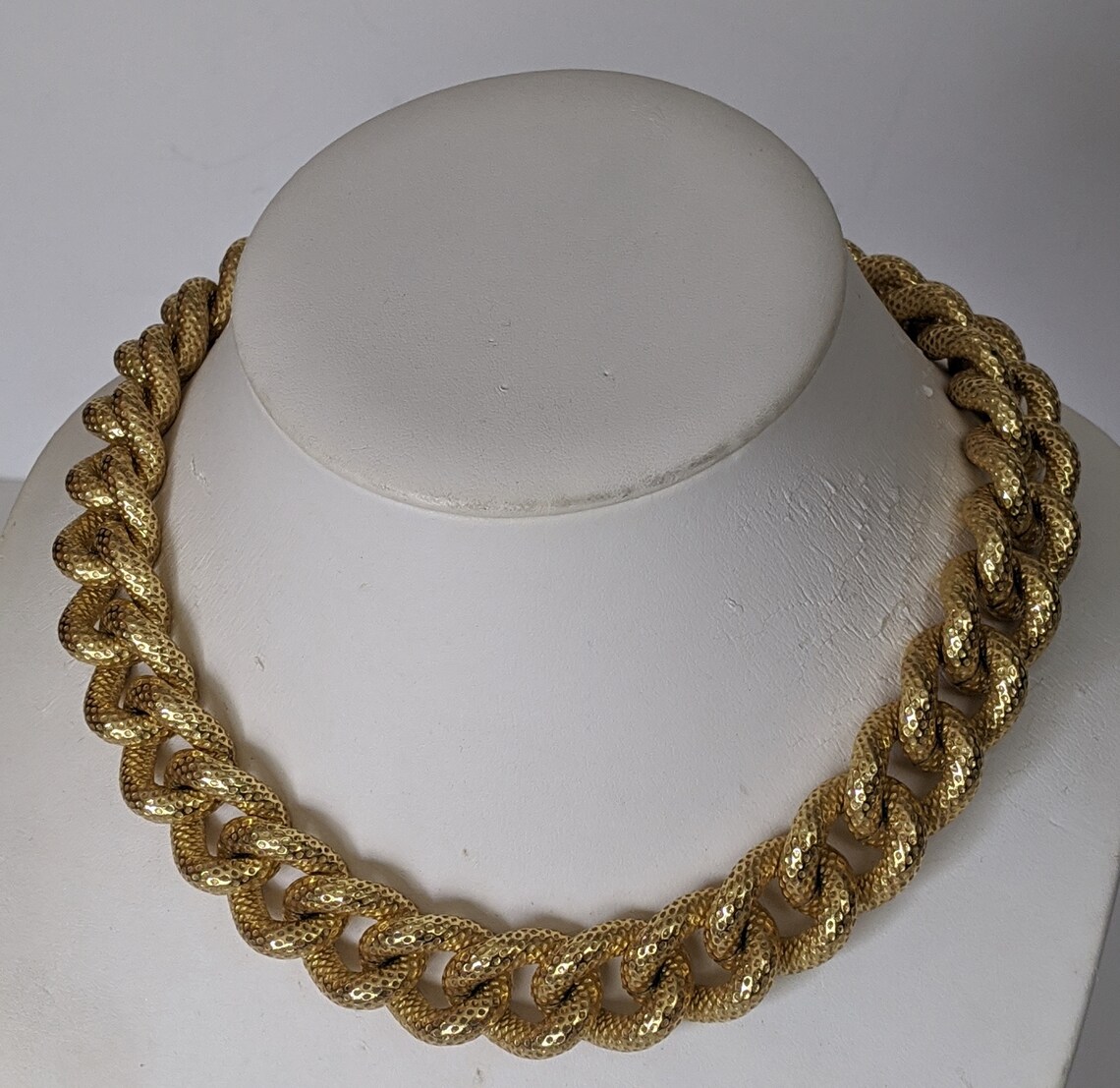 Unoaerre Italy Chunky Chain Necklace, Statement Gold Tone Chain Link ...