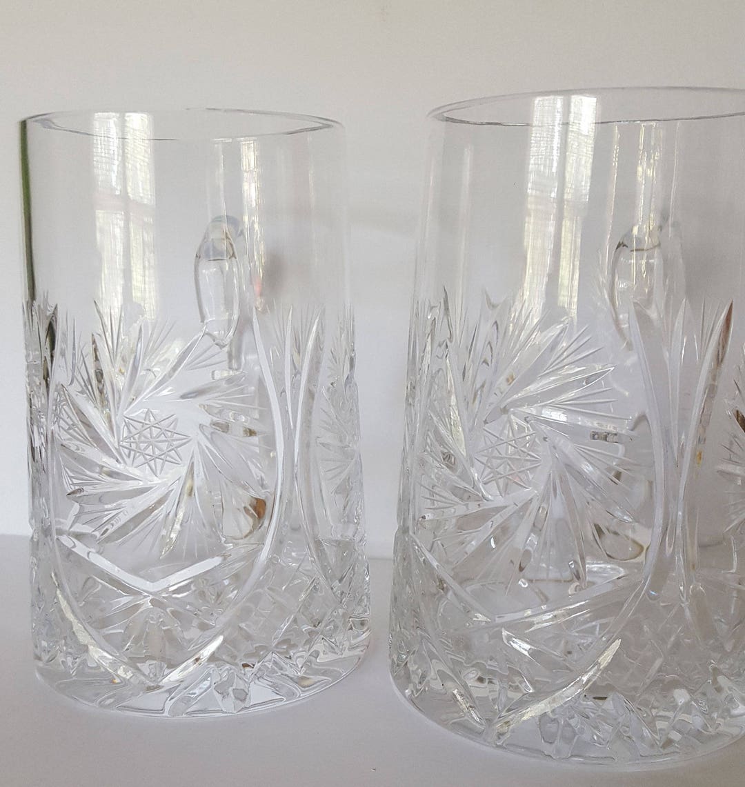Cut Crystal Beer Mugs 2 Pc. by Polish Pekalla Glassworks Molendi 20 Oz ...