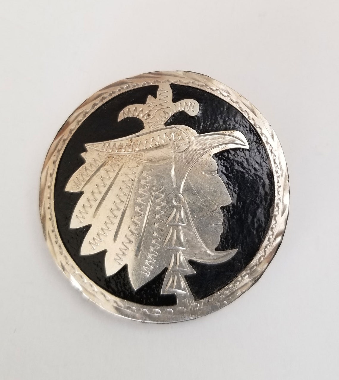 Aztec Warrior Round Brooch Vintage Taxco Brooch Large Silver - Etsy