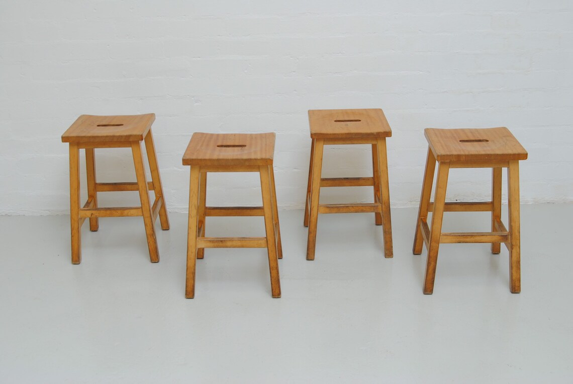 Set of 6 Pine Lab Stools - Etsy