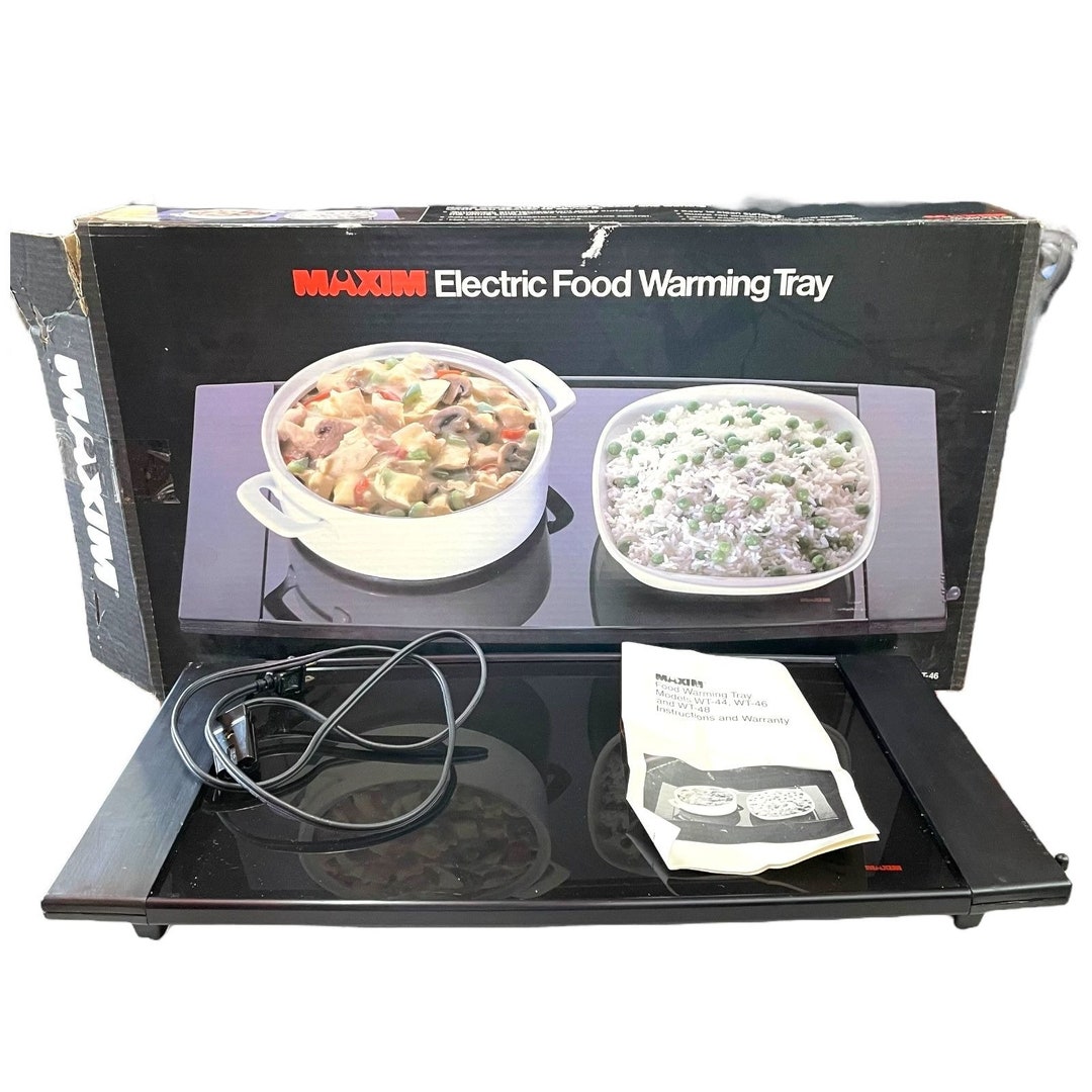 MAXIM Glass Top Food Warming Tray With Hot Spot WT-46 Black Modern ...