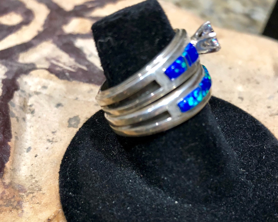Native America Indian Jewelry Sterling Silver Blue Opal Navajo Wedding ...