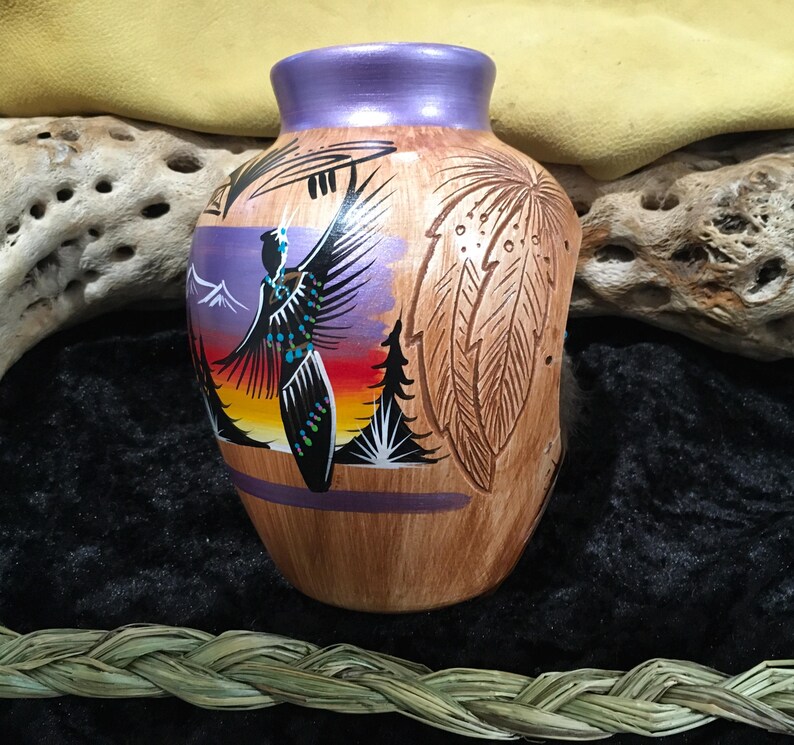 SIGNED Authentic Navajo Hand Painted White Clay Native Dancer Hand ...