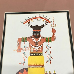 SIGNED Authentic Native American Indian Art Apache Crown Dancer Kachina ...