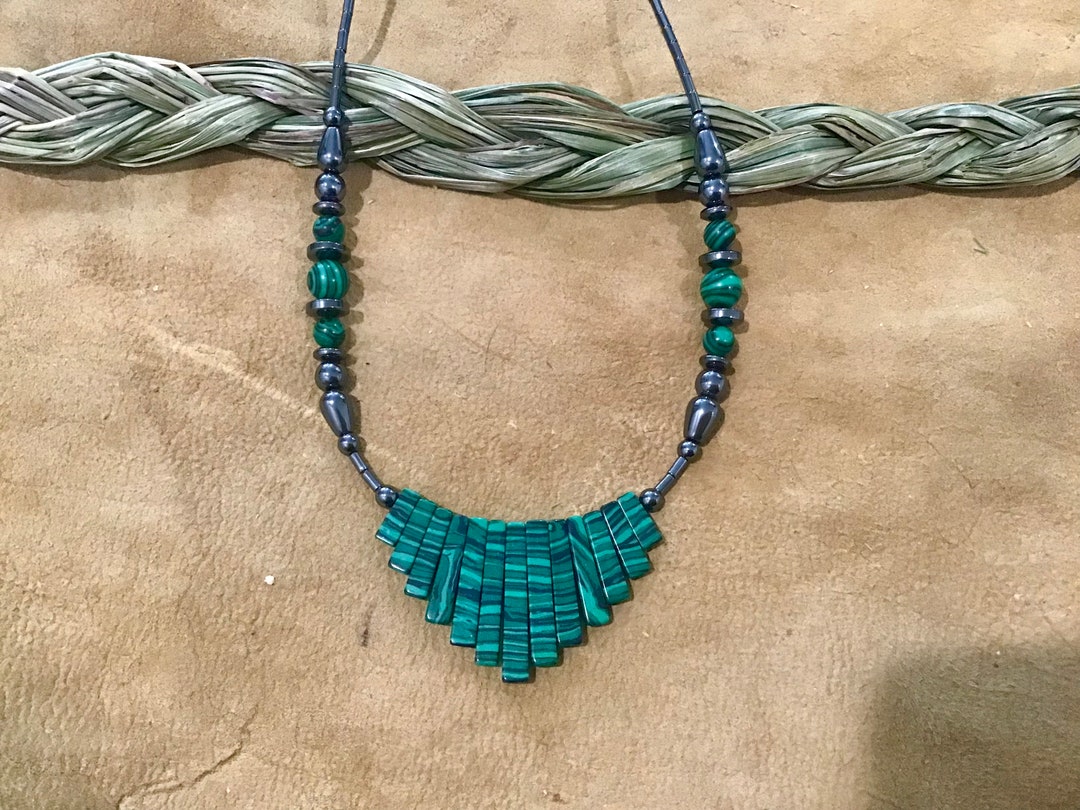 Authentic Native American Indian Jewelry Authentic Navajo Malachite Necklace Southwestern ...