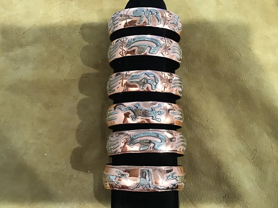 SIGNED Native America Indian Jewelry Apache Navajo Zuni Tribe Copper ...