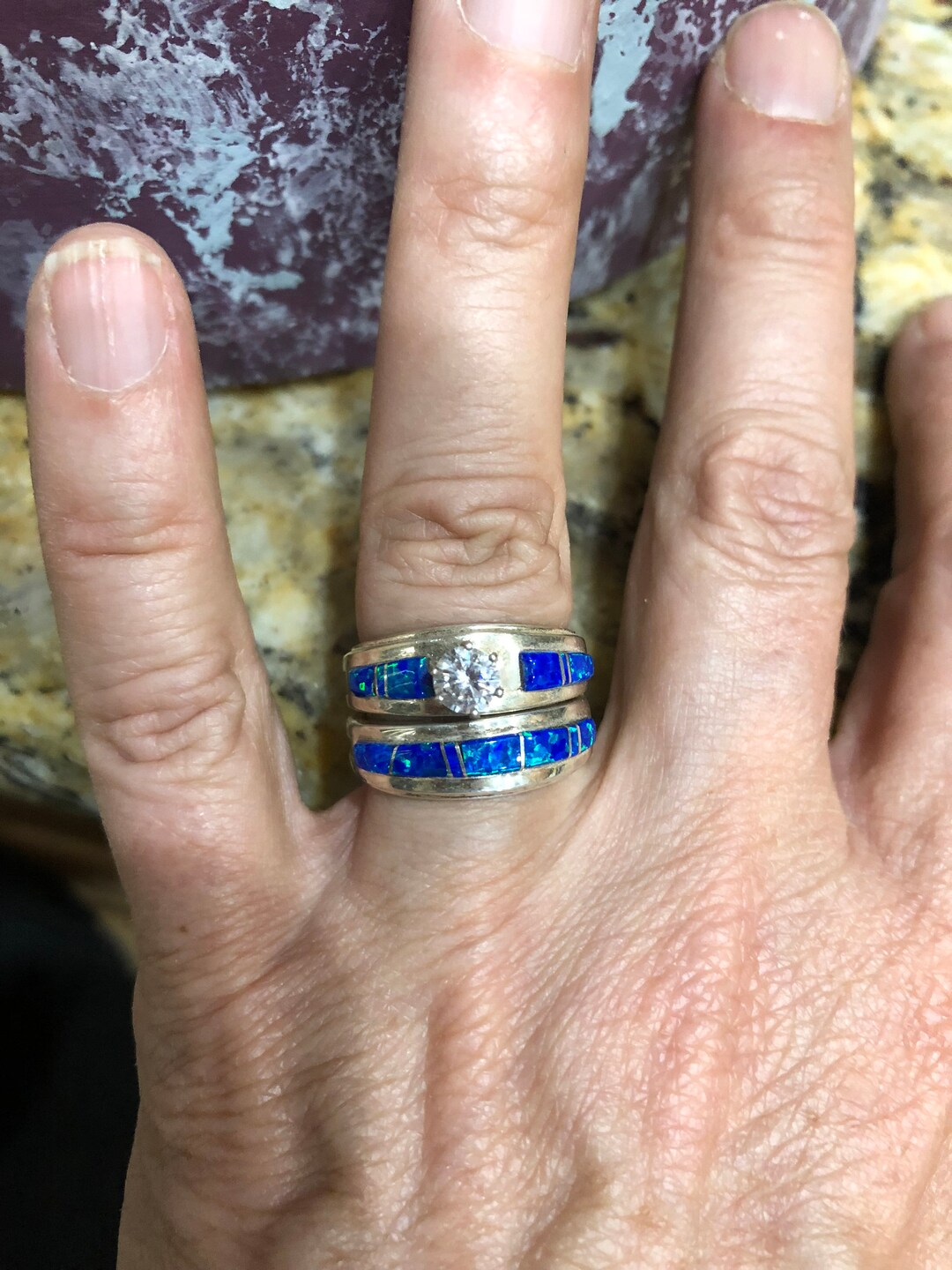 Native America Indian Jewelry Sterling Silver Blue Opal Navajo Wedding ...