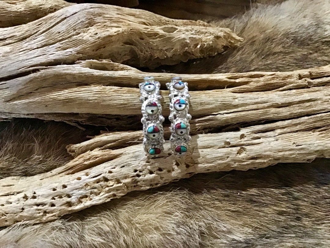 SIGNED Native America Indian Jewelry Navajo Zuni Sun Face Deity ...