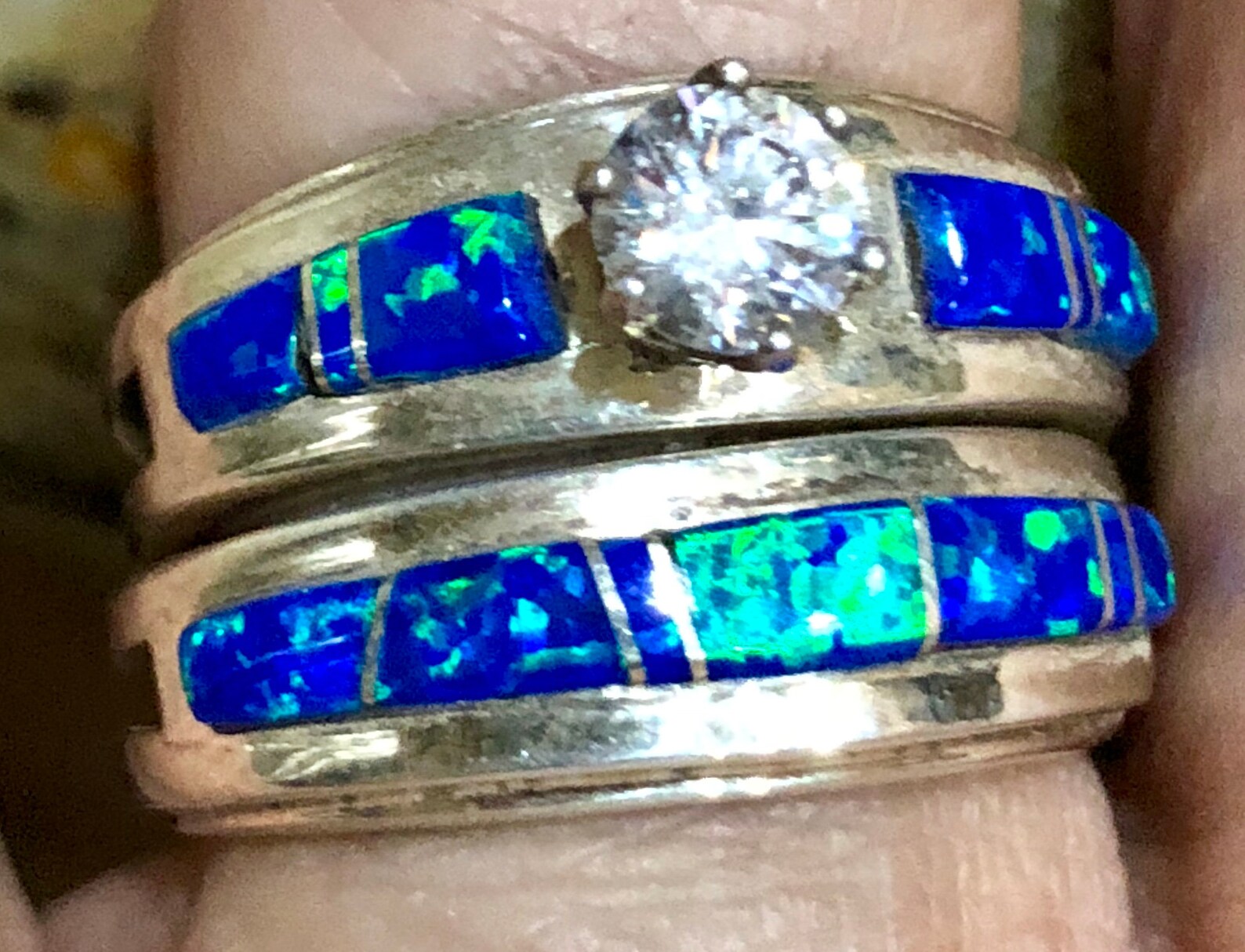 Native America Indian Jewelry Sterling Silver Blue Opal Navajo - Etsy