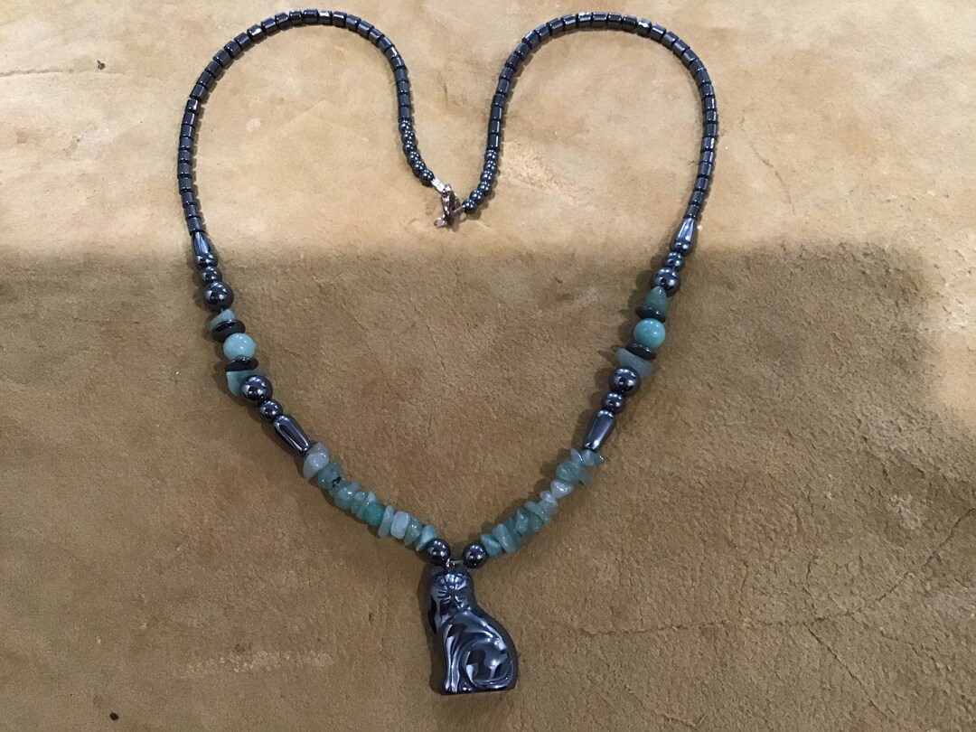 Authentic Native American Indian Jewelry Jade Hematite Navajo Cat ...