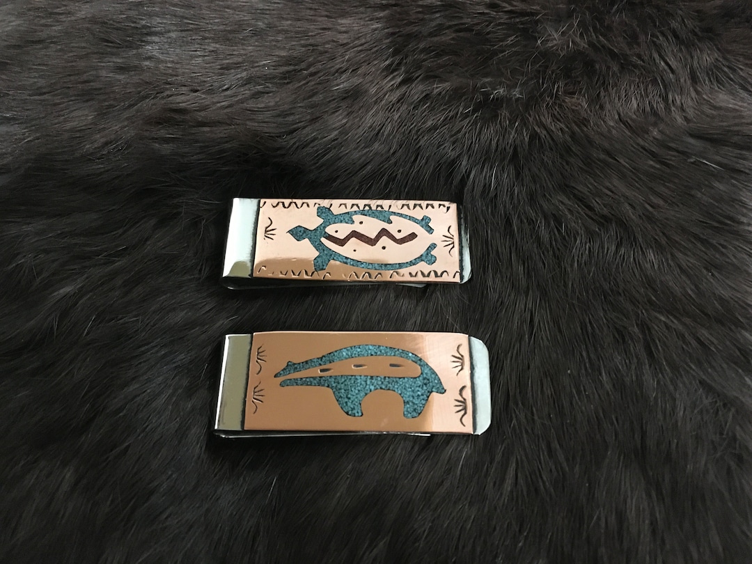 SIGNED Native America Indian Navajo Spirit Bear Money Clip Zuni ...