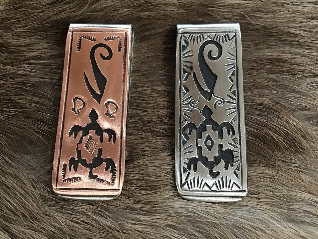 SIGNED Copper Native America Indian Navajo Turtle Money Clip Zuni ...