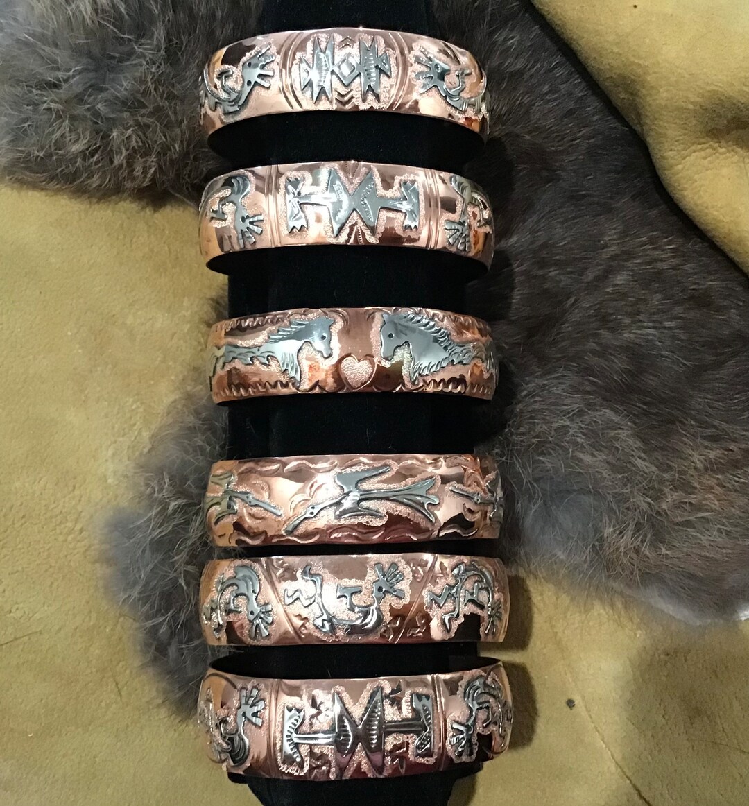 SIGNED Native America Indian Jewelry Apache Navajo Zuni Tribe Copper ...