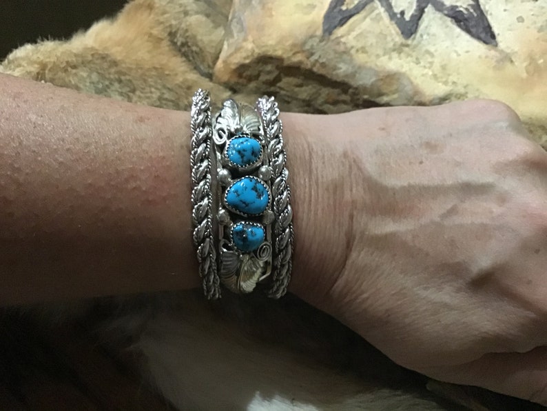 Vintage Authentic Native America Indian Jewelry Sterling Silver Braided ...