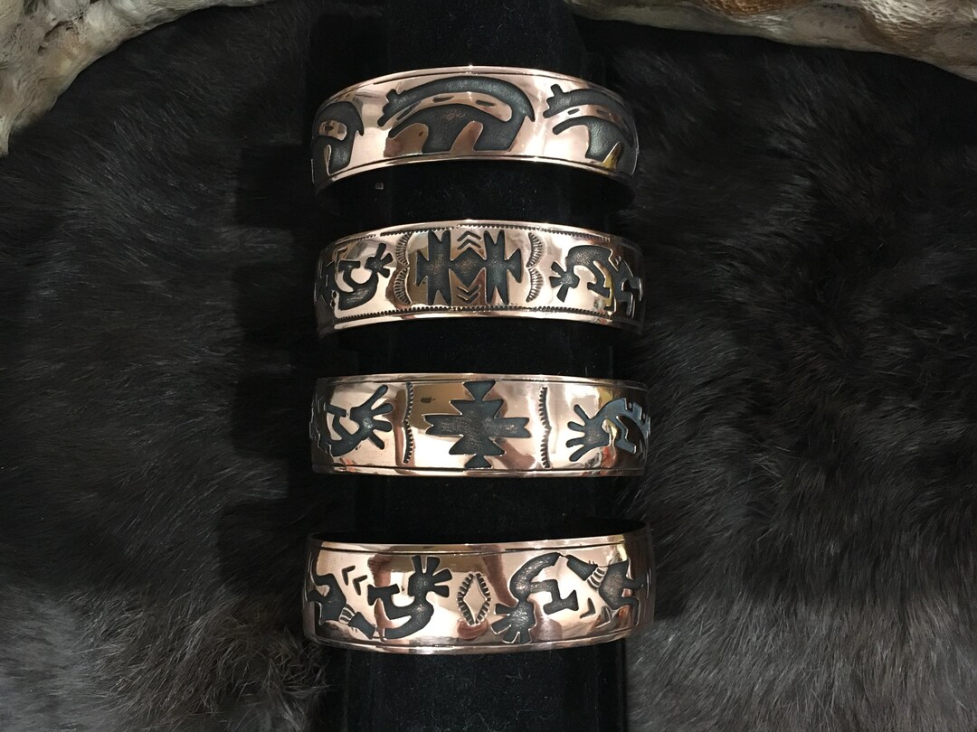 SIGNED Native America Indian Jewelry Copper Navajo Cuff Southwestern ...