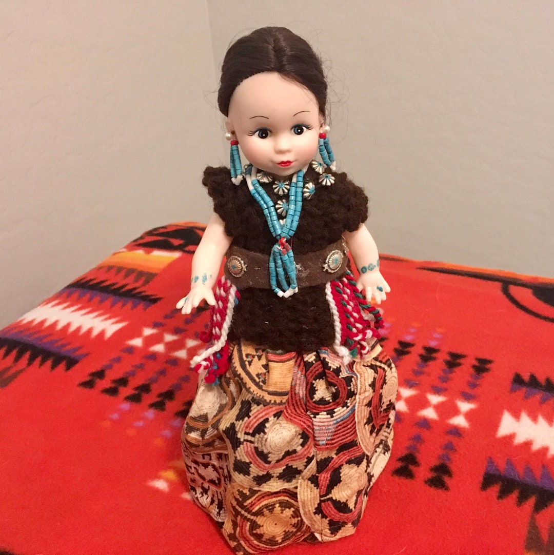 Authentic Navajo Doll Native American Doll Traditional Dress Turquoise ...