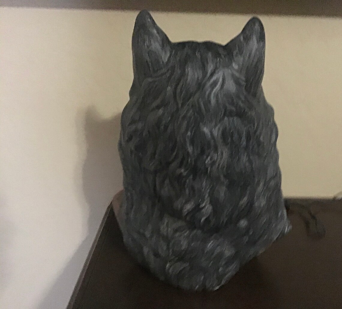 SIGNED Native American Style Indian Chief Wolf Head Hand Painted ...