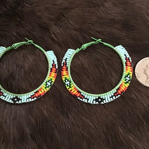 Native American Indian Jewelry Hoop Earrings Navajo Zuni Turquoise ...