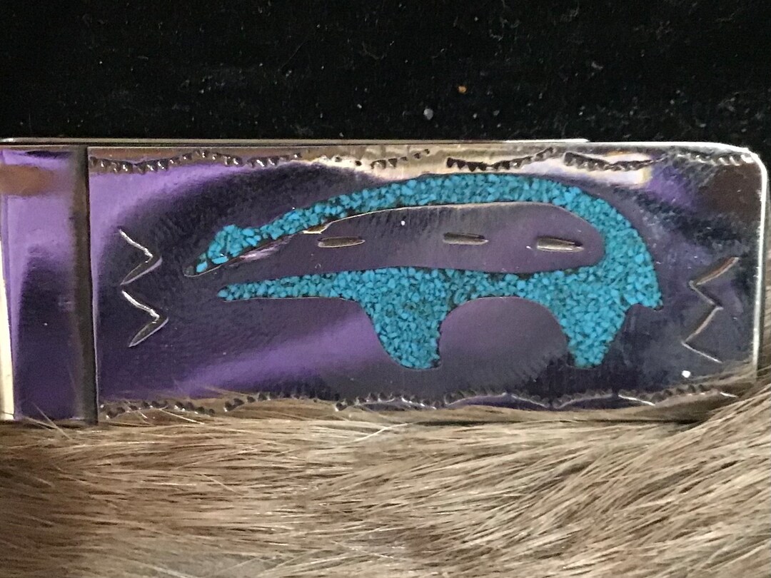 SIGNED Native America Indian Navajo Spirit Bear Money Clip Zuni ...