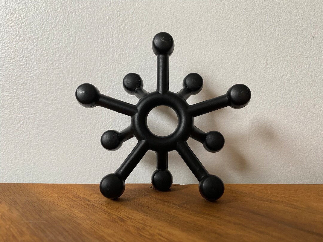 Vintage Atomic Black Metal Taper Candle Holder - Retro Starburst Shape ...