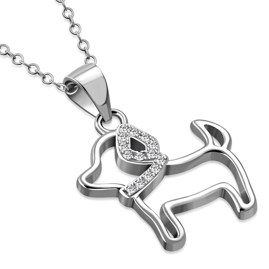 Puppy Dog Necklace Pendant 925 Sterling Silver Cubic Zirconia - Etsy