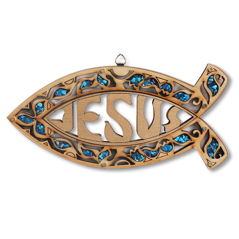 Wooden Christianity Jesus Ichthys Fish Wall Decor With - Etsy