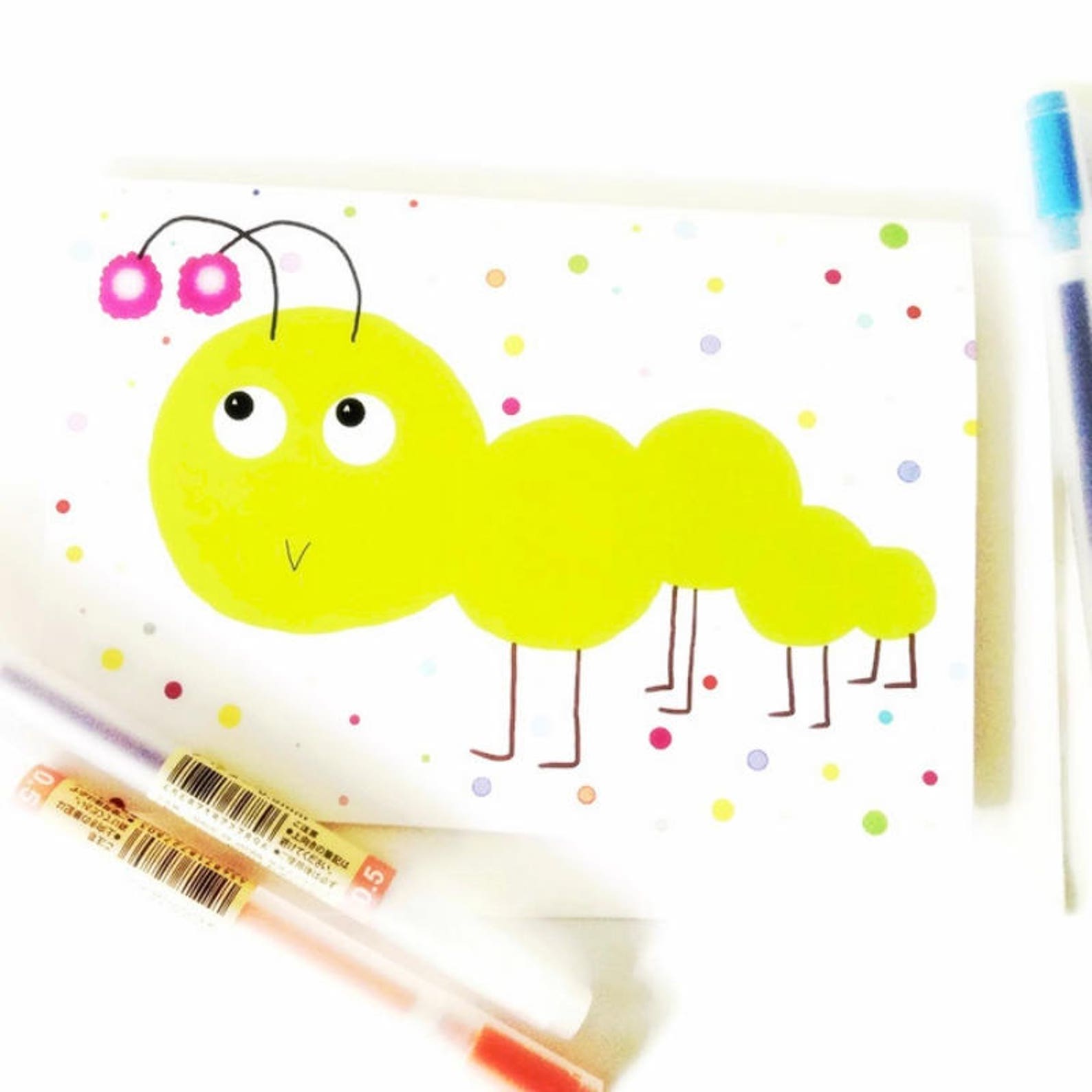 Bug Greetings Card Insect Card Caterpillar Card Cute Card - Etsy