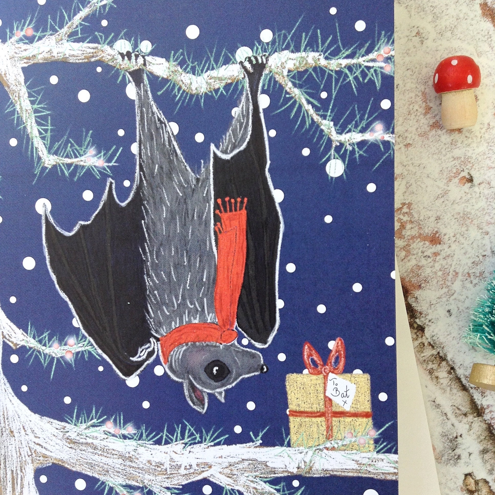 Bat Christmas Card,wildlife Christmas Card,gothic Christmas Card ...