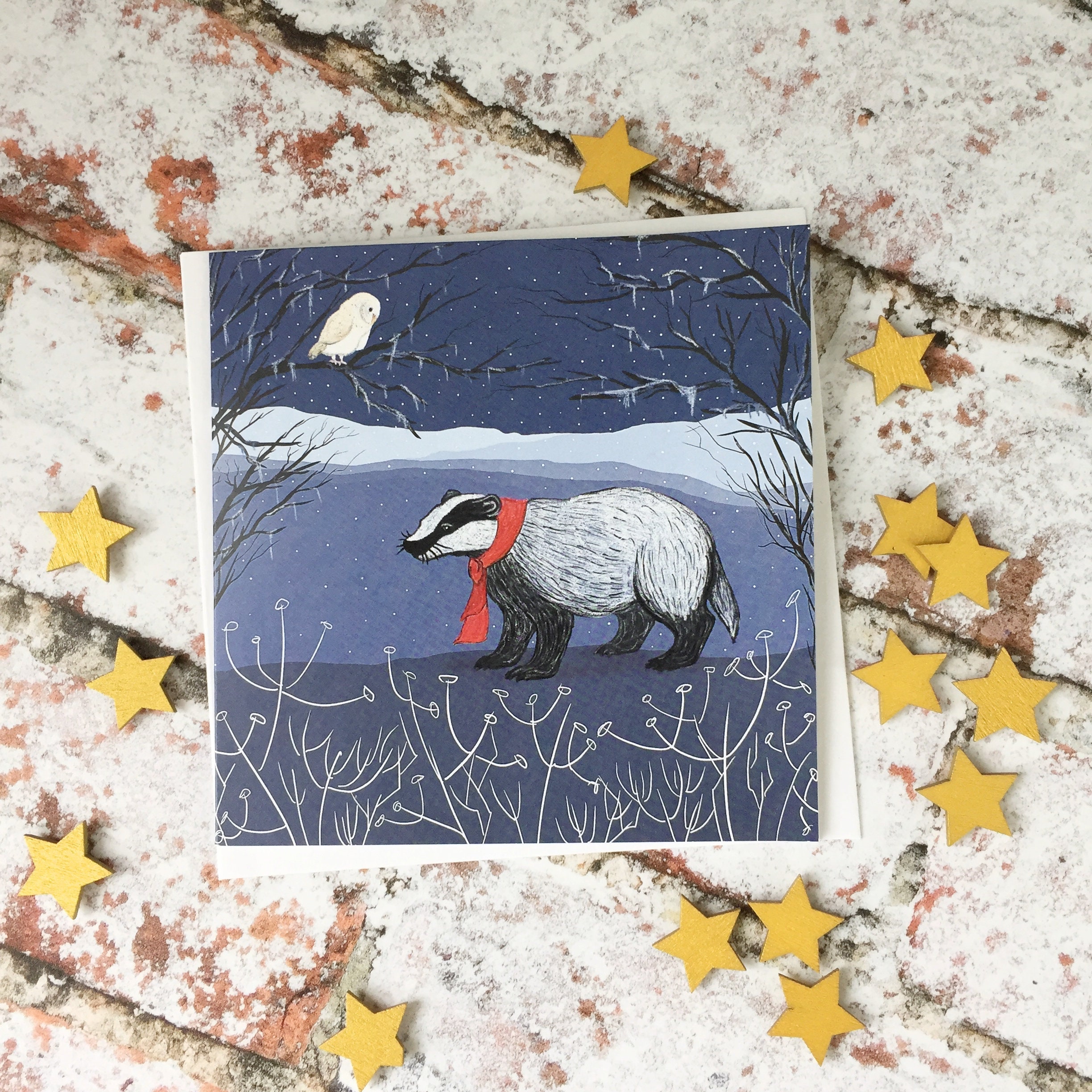 Badger Christmas Cardowl Christmas Cardwildlife Christmas - Etsy UK