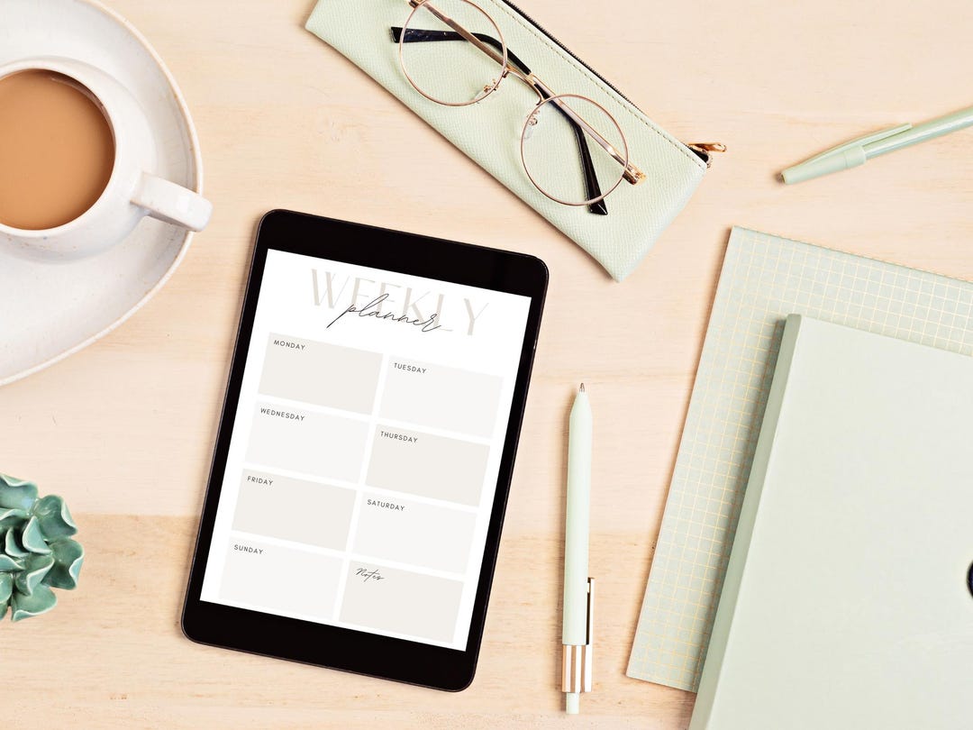 Digital Fillable PDF Weekly Planner, Printable Planner, Weekly Planner ...