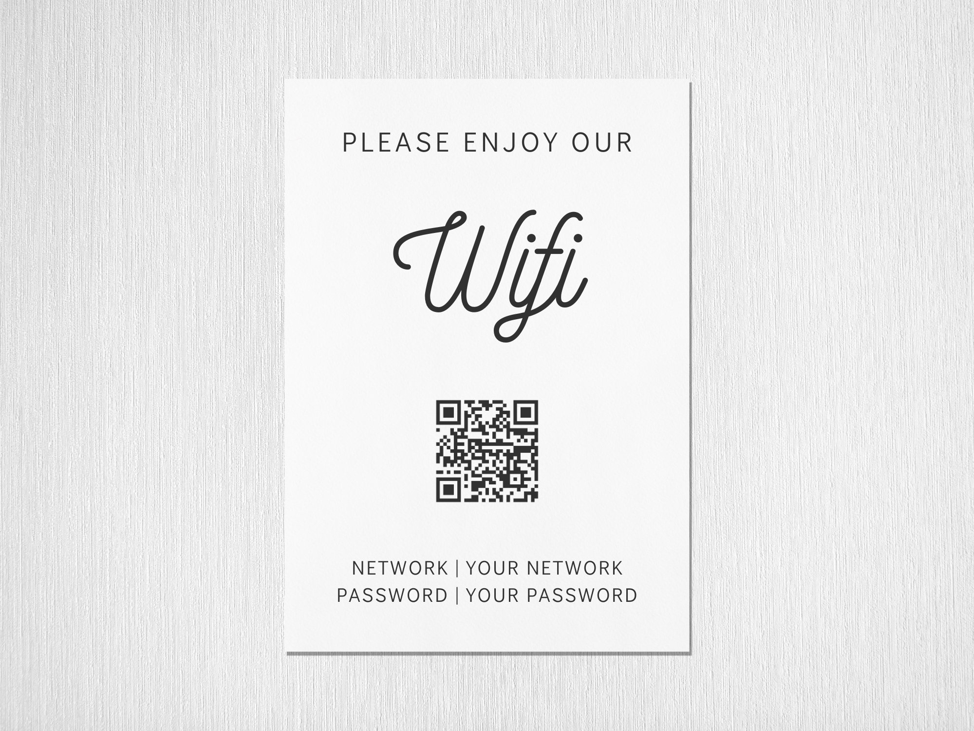 Wifi Printable, QR Code Sign, QR Code Wifi Sign, Office Wifi Print ...