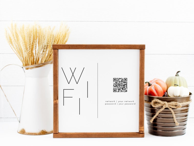 Wifi Printable, QR Code Wifi Sign, Modern Wifi, Wifi Password Sign ...