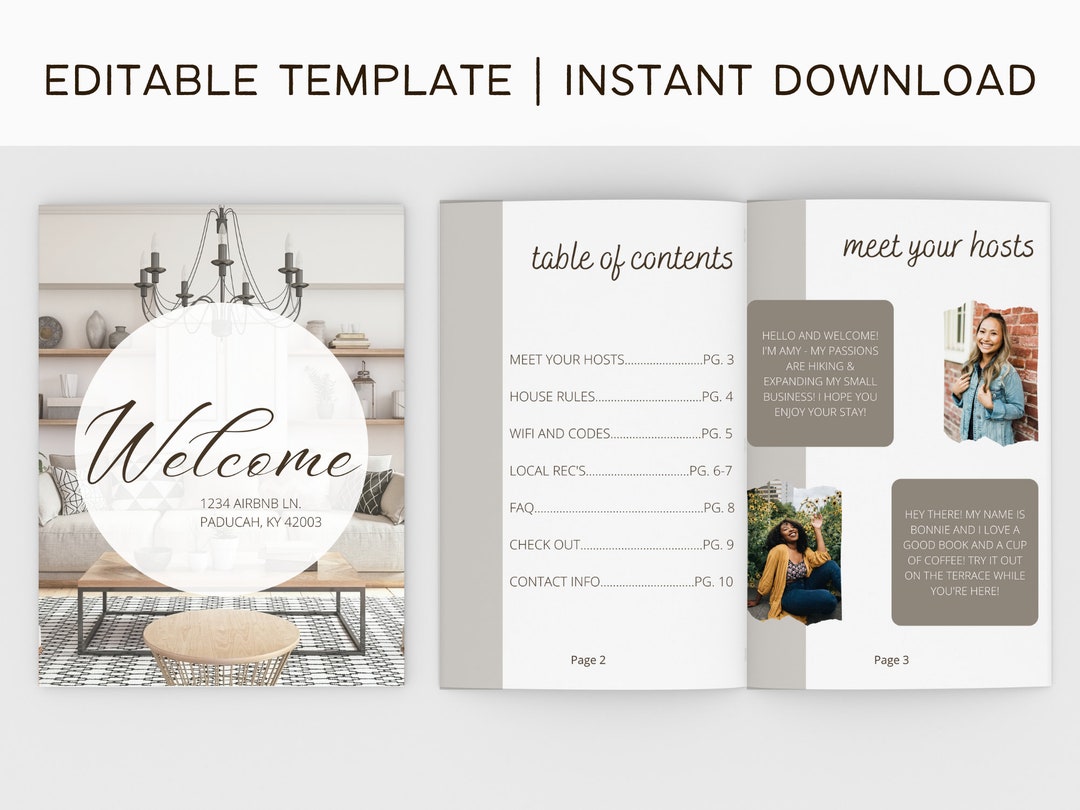 Welcome Book Template, Guest Welcome Book, Airbnb Welcome Sign, Airbnb ...