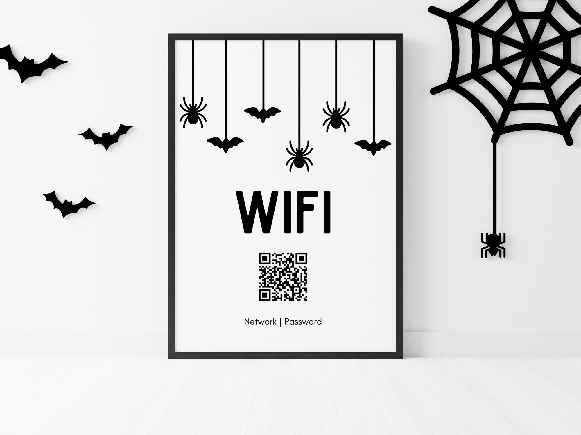 Halloween Wifi, Halloween Printables, Bats and Spiders, Haunted Prints ...