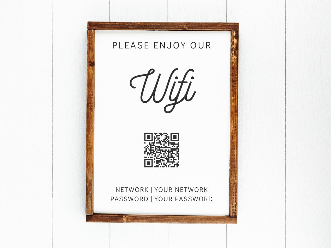 Wifi Printable, QR Code Sign, QR Code Wifi Sign, Office Wifi Print ...