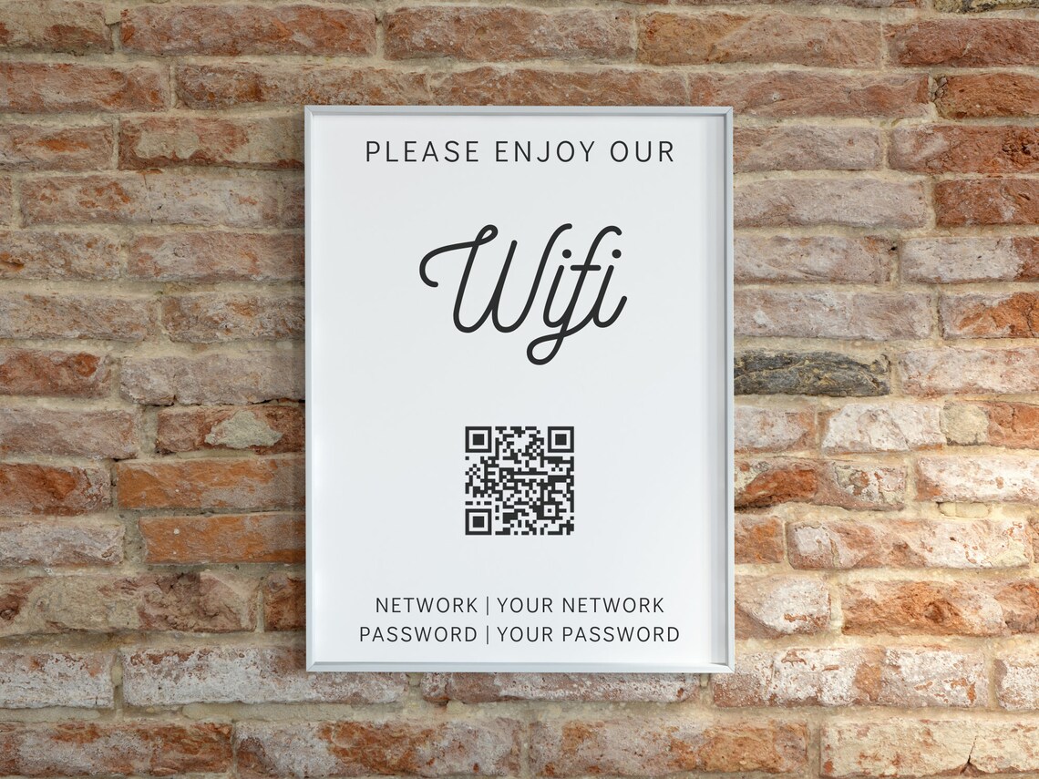 Wifi Printable, QR Code Sign, QR Code Wifi Sign, Office Wifi Print ...