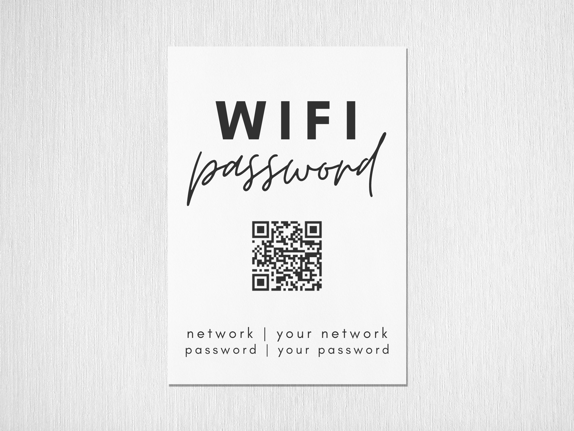 Wifi Printable, QR Code Wifi Sign, QR Wifi, Wifi Sign, Wifi Password ...