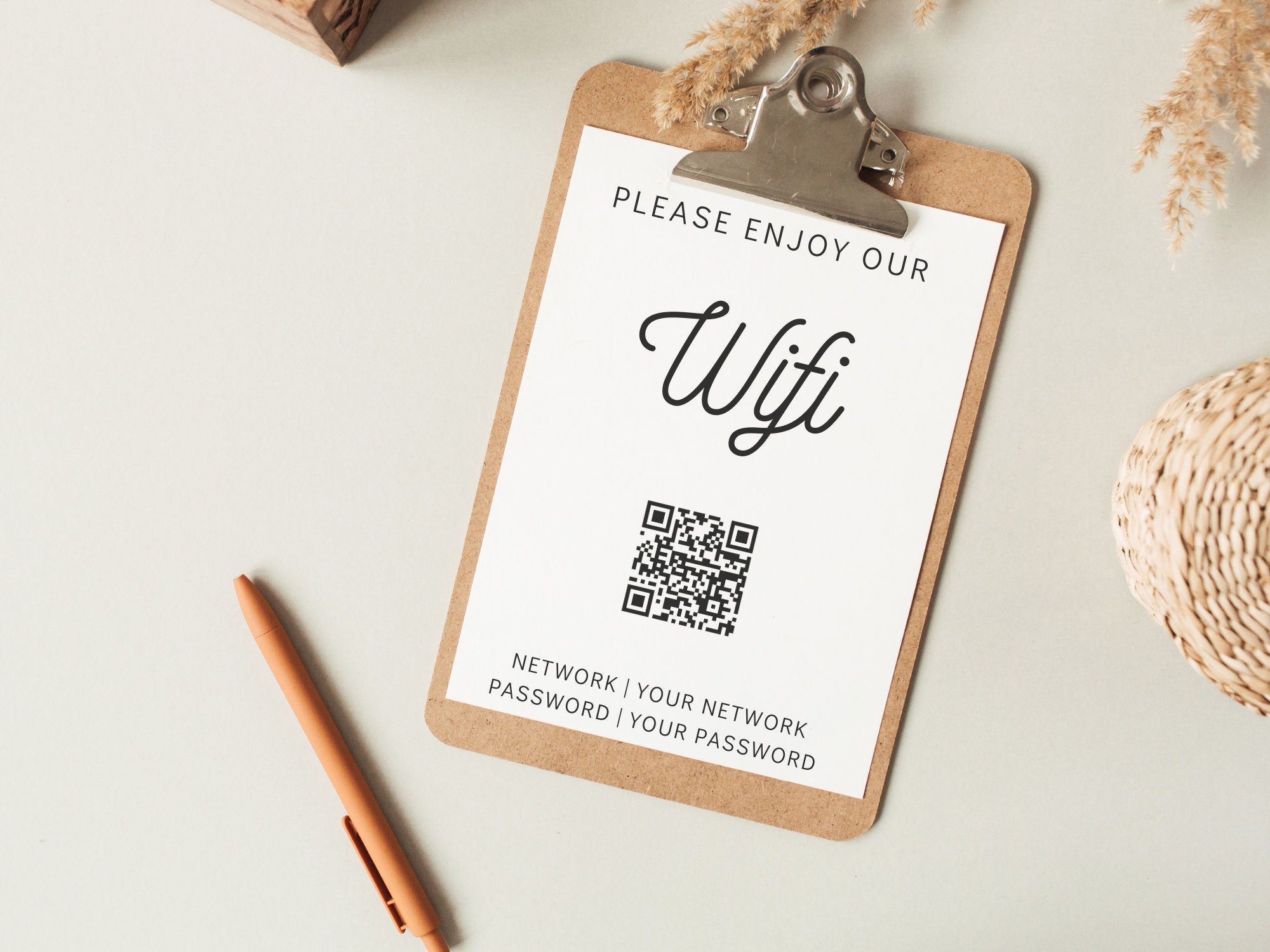 Wifi Printable, QR Code Sign, QR Code Wifi Sign, Office Wifi Print ...