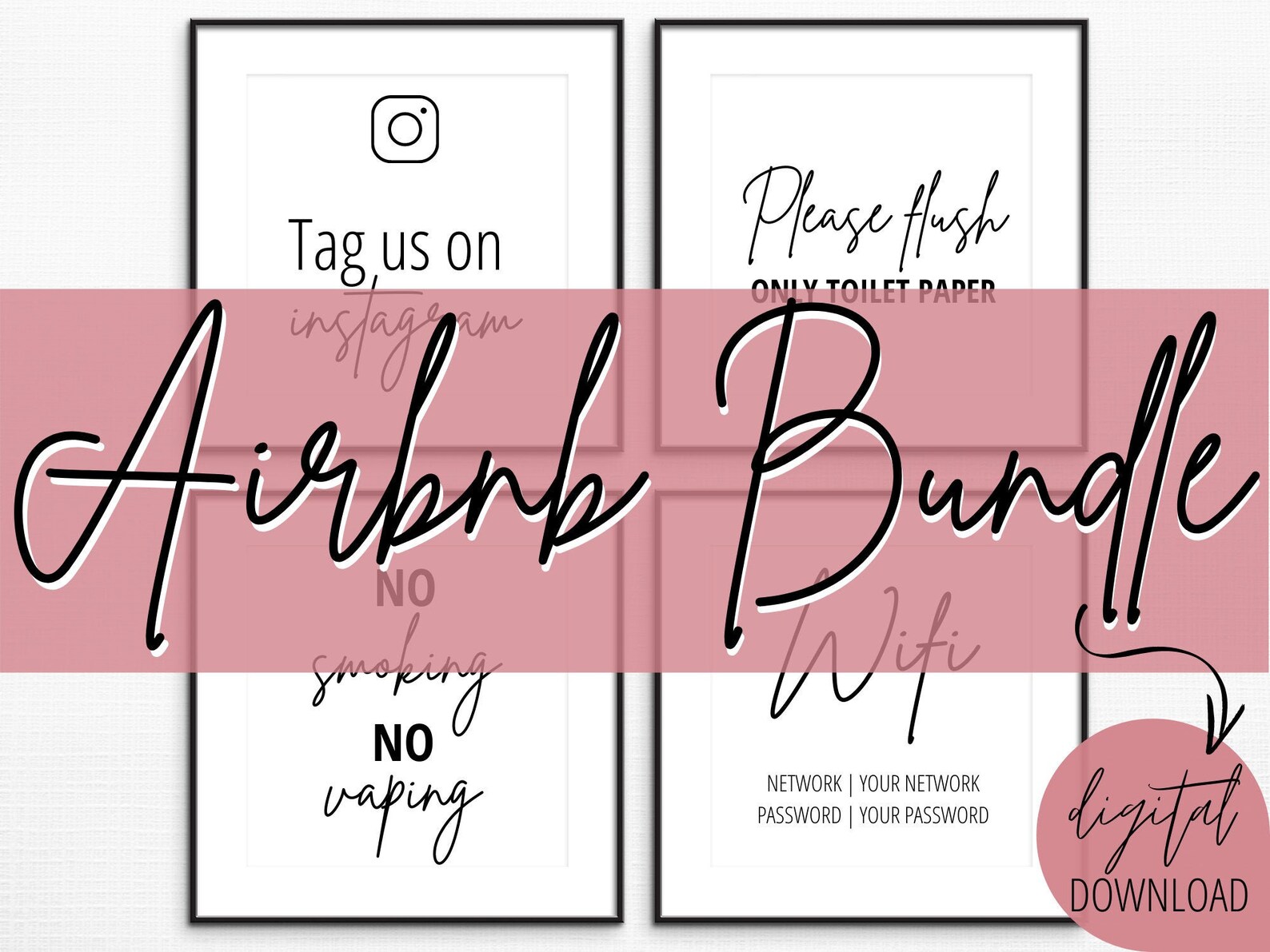 Airbnb Wifi Sign, Airbnb Template, Host Poster, Vacation Rental, House ...