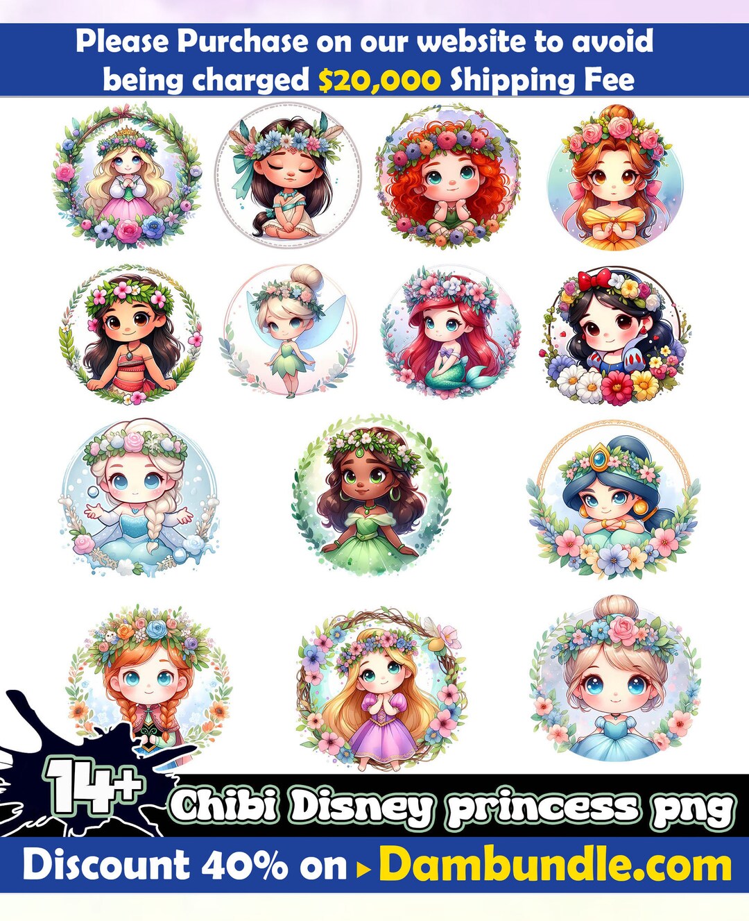 Chibi Disney Princess Png Bundle, Princesses With Flowers, Snow White ...