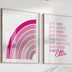 Personalized Affirmations for Kids Wall Art Set of 2 Prints ...