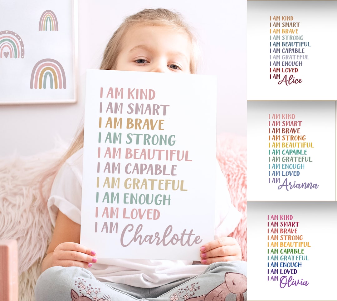 Girls Affirmations Print Personalized Girls Room Decor Girls ...